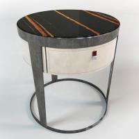 China 550mm Pine Lamp Bedside Table Round Mid Century Marble Top for sale