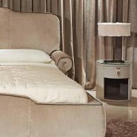 China Leather 0.55m Contemporary Bedside Cabinets 500mm Fancy Bedside Table for sale