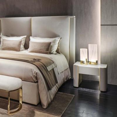 China Minimalist 0.6m Modern Marble Nightstand 400mm Trendy Bedside Cabinets for sale