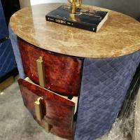 China Matted 21in Modern Bedside Tables Marble Mid Century Modern 3 Drawer for sale