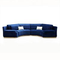 China Upholstered Titanium Blue Velvet Sectional Living Room 0.7m Leather Corner Sofa Lounge for sale