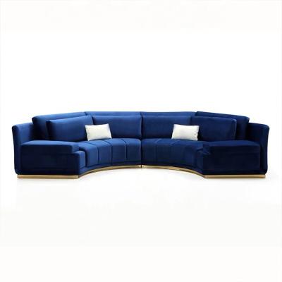 China Upholstered Titanium Blue Velvet Sectional Living Room 0.7m Leather Corner Sofa Lounge for sale