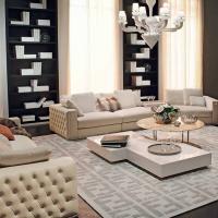 China Sumptuous Italian Luxury Sofa Set Tufted Button Synthetic Diamond Leather Sectional Sofa Contemporary for sale