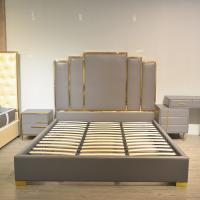 China Pine Wood 6.6ft Velvet Fabric Bed 1.5m Modern King Size Bedroom Furniture for sale