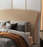 China Leatherette Luxury Italian Bed Titanium Legs 90in Gold for sale