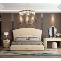 China Leatherette Luxury Italian Bed Titanium Legs 90in Gold for sale