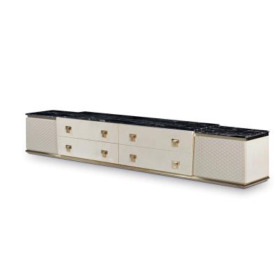 China 2.4m Leatherette Entryway Table With Cabinets Italian TV Accent Console for sale