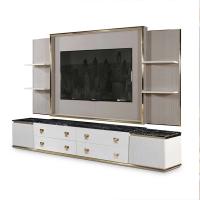 China 2.4m Leatherette Entryway Table With Cabinets Italian TV Accent Console for sale