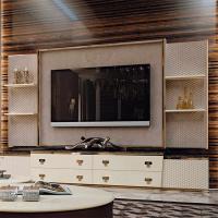 China 2.4m Leatherette Entryway Table With Cabinets Italian TV Accent Console for sale