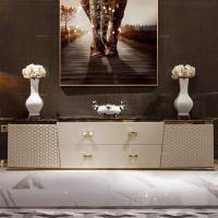 China 2.4m Leatherette Entryway Table With Cabinets Italian TV Accent Console for sale