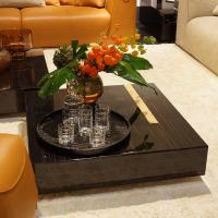 China 30cm Low Square Coffee Table 0.7m Plywood Ebony Stained for sale