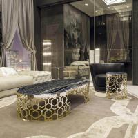 China 60cm Italian Style Coffee Table 0.65m Titanium Steel Frame for sale