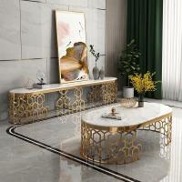 China 60cm Italian Style Coffee Table 0.65m Titanium Steel Frame for sale