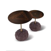 China Glossy Round Marble Coffee Table 450x550mm Stainless Steel Living Room for sale