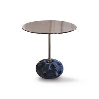 China Glossy Round Marble Coffee Table 450x550mm Stainless Steel Living Room for sale