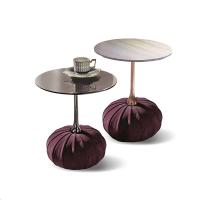 China Glossy Round Marble Coffee Table 450x550mm Stainless Steel Living Room for sale