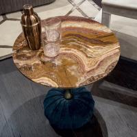 China Glossy Round Marble Coffee Table 450x550mm Stainless Steel Living Room for sale