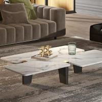 China 700mm Customized Coffee Table 1.4m Titanium Italian Style Marble for sale