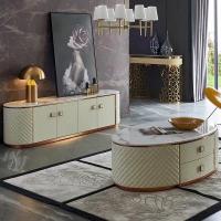 China 1.4m Customized Coffee Table Round Matted Marble Top for sale