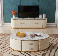 China 1.4m Customized Coffee Table Round Matted Marble Top for sale