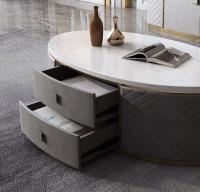 China 1.4m Customized Coffee Table Round Matted Marble Top for sale