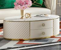 China 1.4m Customized Coffee Table Round Matted Marble Top for sale