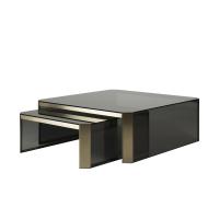 China Vintage Rectangular Wooden Coffee Table Luxury Modern Furnitures Fancy Gold Brass Metal Wire for sale