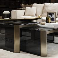 China Vintage Rectangular Wooden Coffee Table Luxury Modern Furnitures Fancy Gold Brass Metal Wire for sale