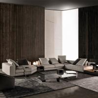 China 3.9x2.2m Exclusive Leather Sofas Low Arm 600mm Contemporary Living Room Sectionals for sale