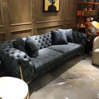 China Brass Plush Modern Curved Velvet Sectional Sofa Pine Black Living Room for sale