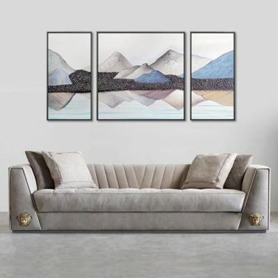 China Solid Wood Chesterfield Sofa Set Leather 1.25x0.75m Luxury Living Room Furniture Sets for sale