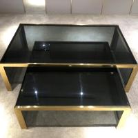 China Vintage Rectangular Wooden Coffee Table Luxury Modern Furnitures Fancy Gold Brass Metal Wire for sale