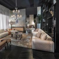 China Leatherette 0.8m Modern Living Room Sectional Sofas , Pine Contemporary Leather Sectional Sofas For Small Spaces for sale