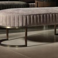 China Gold 150cm Fancy Leather Couch 50cm Ottoman Sofa Bed for sale