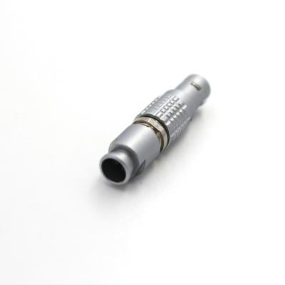 China Self Locking Circular Push Pull Connector 6 Pin 7A Male Plug Silver Chrome for sale