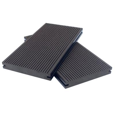China Grooved WPC Decking Boards Anthracite 150mm Composite Deck Tiles for Outdoor Use for sale