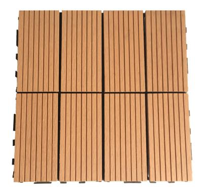 China 12ft WPC Garden Balcony Flooring Tiles 300x300mm DIY Interlocking Composite Decking for Terrace for sale