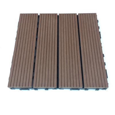 China Outdoor WPC Decking Tiles 300x300mm with Woodgrain Finish and Click-Lock Installation for sale