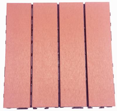 China Strawberry Red WPC Interlocking Deck Tiles 30x30cm for Outdoor Garden Flooring DIY Installation for sale