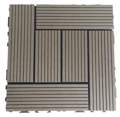 China Recyclable WPC Deck Tile 12x12 Wood Plastic Composite Interlocking Plank for Outdoor Flooring for sale