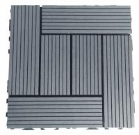 China Grey Sanded Brushed WPC Deck Tiles 300x300mm Interlocking Exterior Flooring DIY Installation for sale