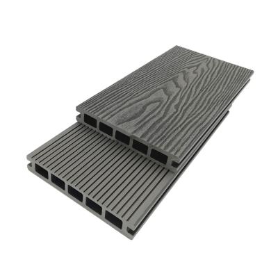 China Fireproof WPC Anthracite Composite Decking 3D Embossed Teakwood Redwood Color Outdoor Flooring for sale