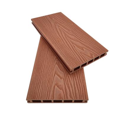 China WPC Composite Decking Tiles 3D Embossed Walnut Wood Grain Non-Slip Surface 30x30cm Outdoor Garden for sale