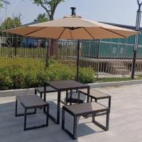 China WPC Garden Chairs and Tables Set 4-Piece Outdoor Furniture Weather Resistant for sale