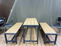 China WPC Outdoor Furniture Set Waterproof Rot Proof Recycled Material Chairs Tables for sale