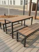 China Outdoor Commercial WPC Table with Bench Set Garden Furniture 4-Seat for sale