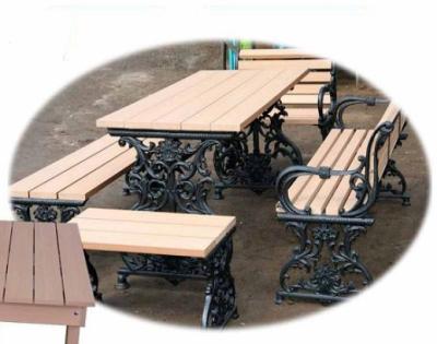 China WPC Outdoor Bench Long Beer Picnic Dining Table Set Rustproof 4-Seat for sale