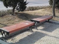 China WPC Wooden Slats Backless Seating Bench for Outdoor Park Garden Patio 150cm for sale