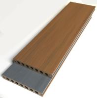 China Coextrusion WPC Decking 140x23mm Anti-slip Waterproof UV Resistant Teak Color Outdoor Flooring for sale