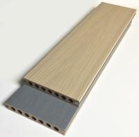 China Coextrusion WPC Decking 140x23mm Anti-slip Waterproof UV Resistant Teak Color Outdoor Flooring for sale